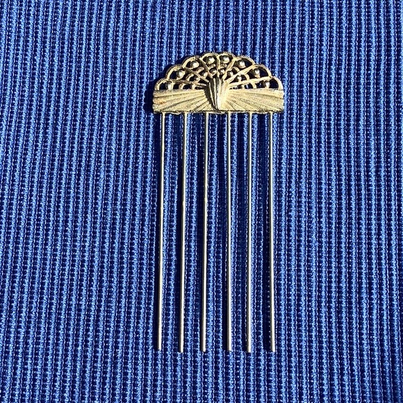 Vintage | Accessories | Vintage Brass Plated Fancy Deco Design Hair Pin ...